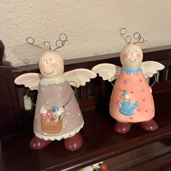GANZ | Accents | Ganz Pink And Purple Ceramic Angel Figurines 2 | Poshmark